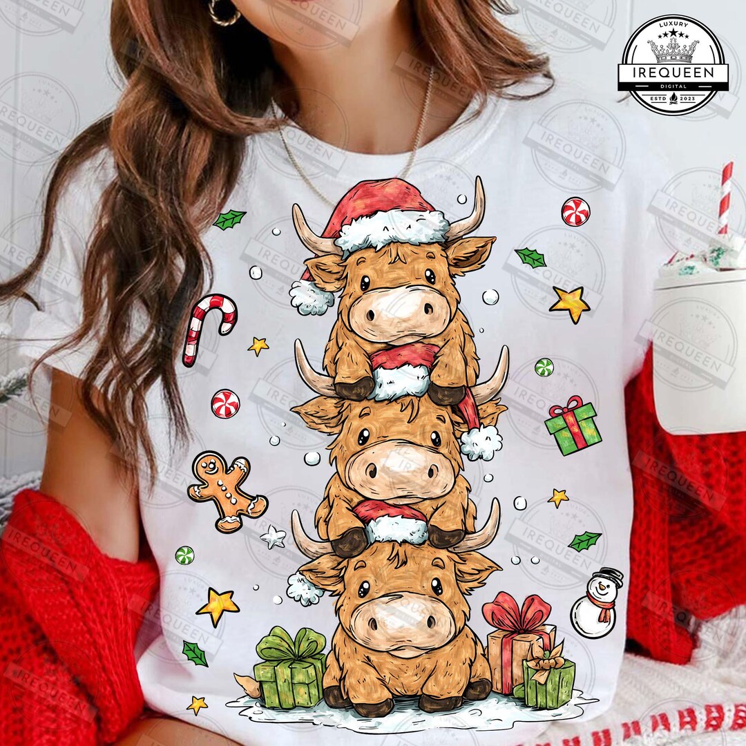 Cute Highland Cow Png, Christmas Trees Png, Hot Cocoa Png, Cozy Winter ...