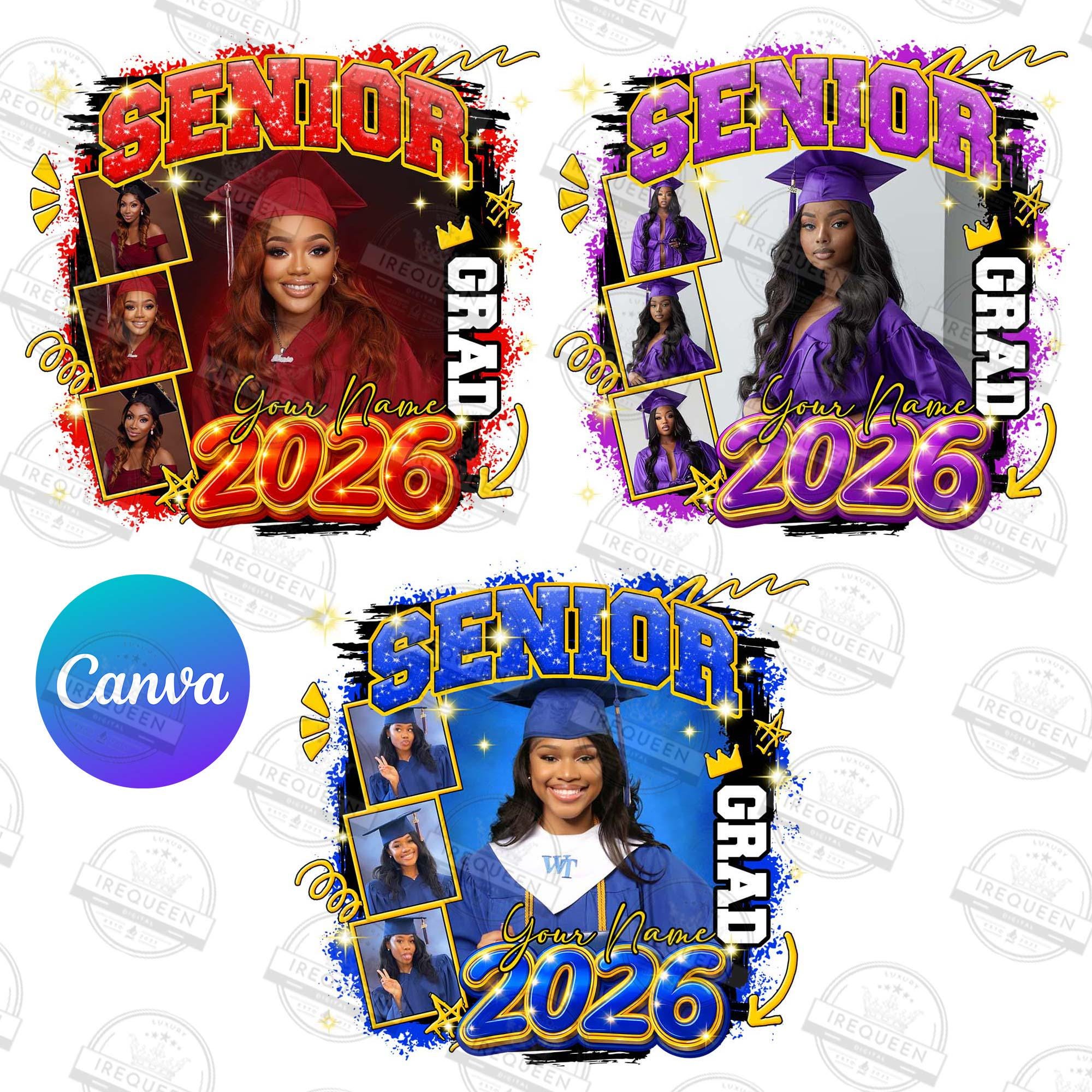 Graduation Insert Photos Editable Canva Template, Graduation Senior ...