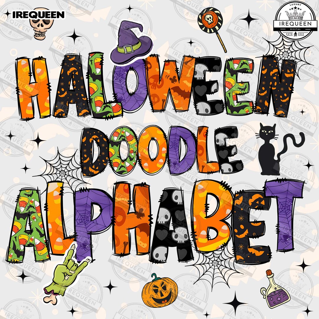 Halloween Doodle Letters With Clip Art, Make Your Own Name, Doodle ...