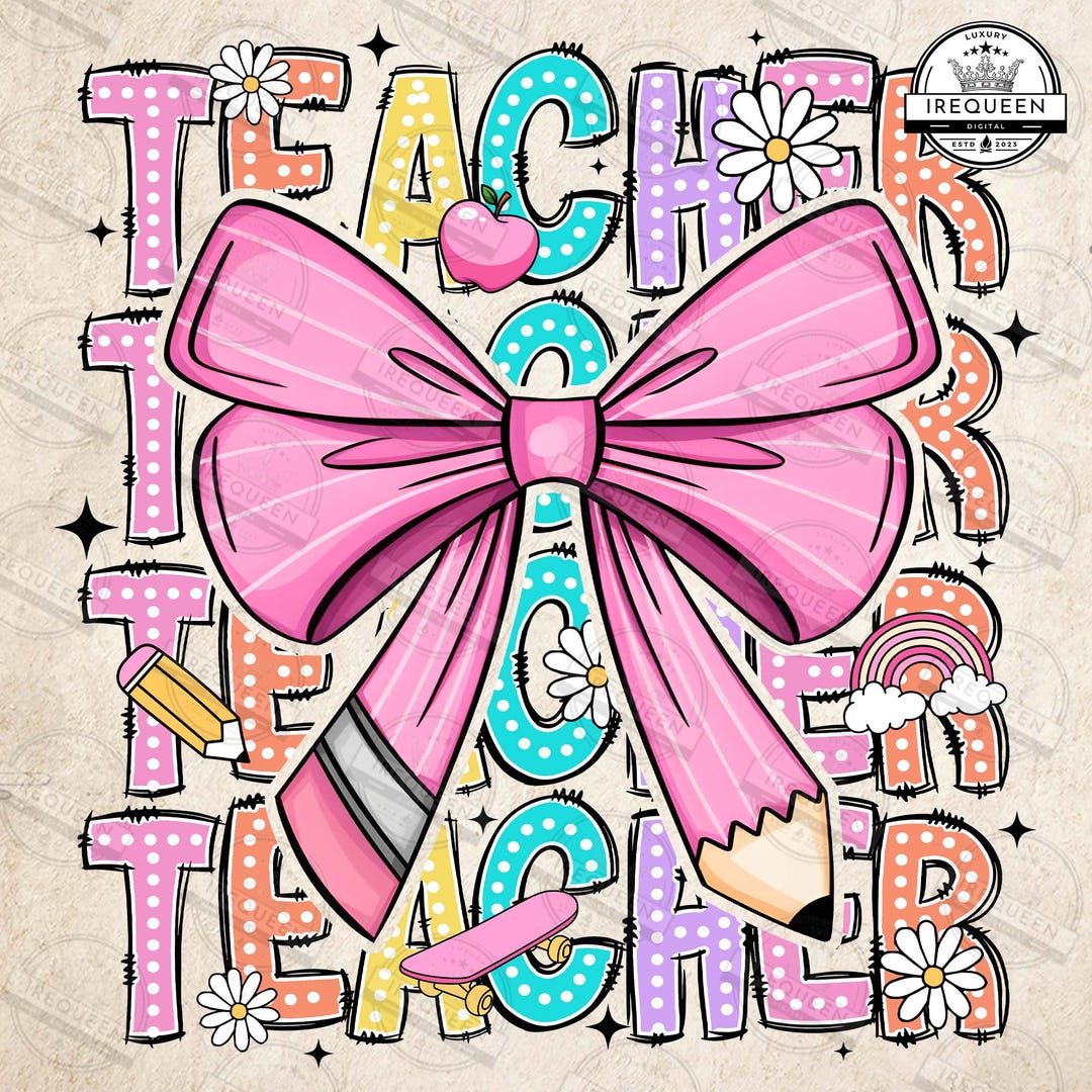 Pink Bow 100 Days School Design Png, 100 Days School Coquette Teacher ...