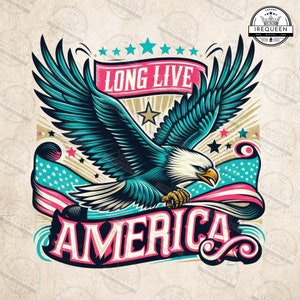 Long Live America Design PNG, Patriotic Retro Eagle Png, Eagle Pink USA ...