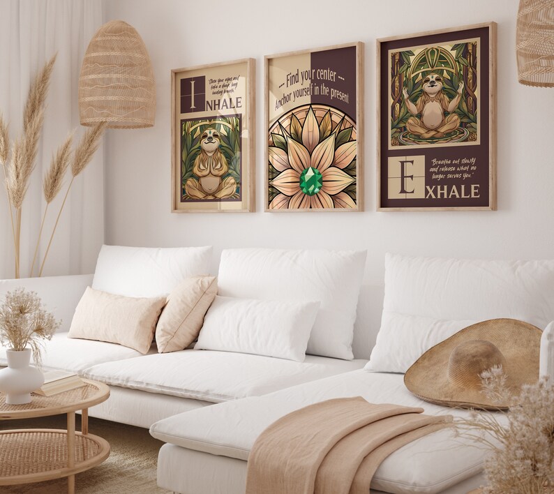 Inhale Exhale Poster Boho Deko Faultier Yoga Meditation Achtsamkeit ...