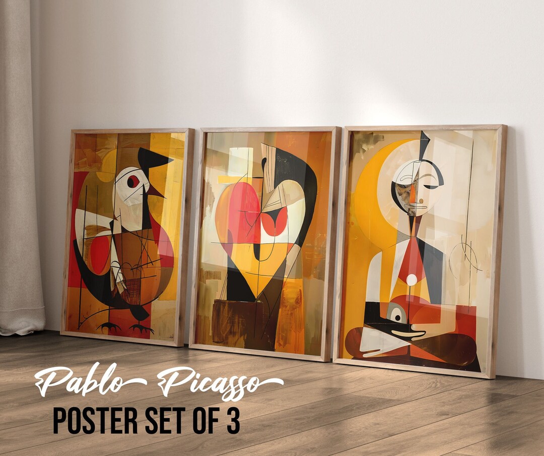 Picasso Poster Set, Peace Love Happiness, Abstract Art, Print-ready ...