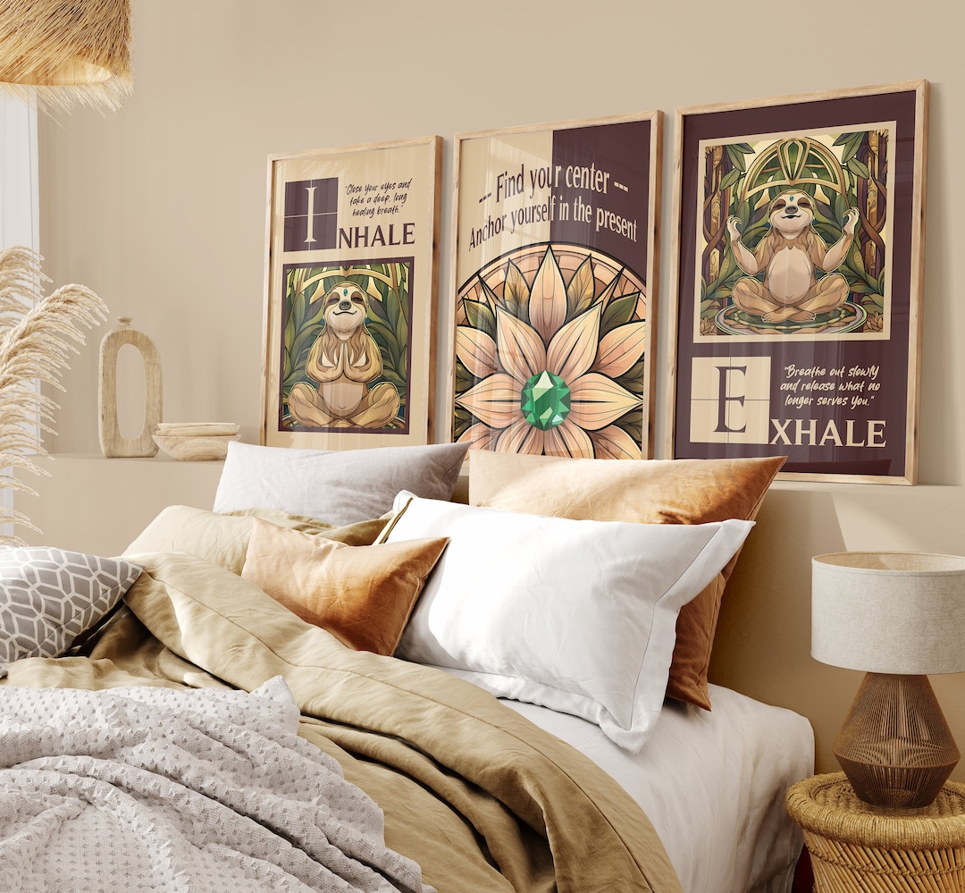 Inhale Exhale Poster Boho Deko Faultier Yoga Meditation Achtsamkeit ...