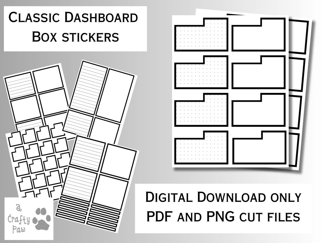 Black Planner Stickers: Classic Dashboard Box Set (A4 PDF & PNG) - Etsy