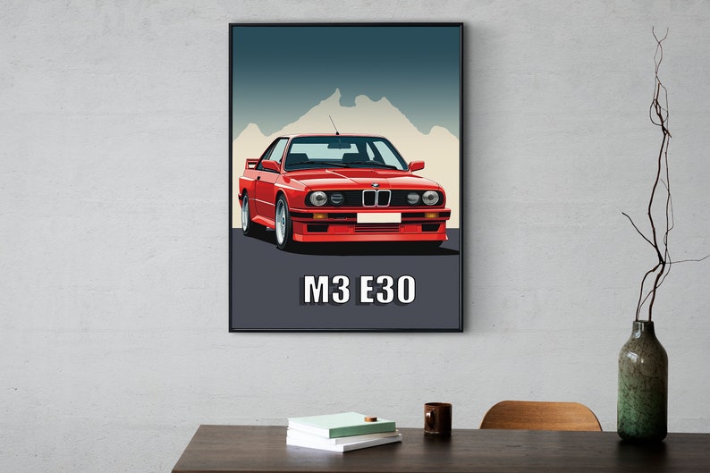 BMW M3 E30 Racing Heritage Unleashed Classic Car Art Poster Old School Racing Posters Racing ...