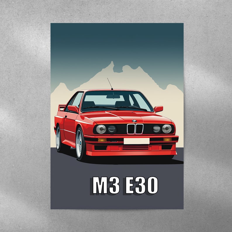 BMW M3 E30 Racing Heritage Unleashed Classic Car Art Poster Old School Racing Posters Racing ...