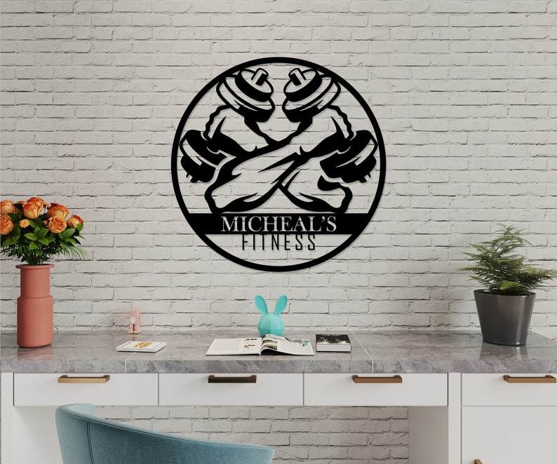 Home Gym Sign, Gym Weights Metal Sign, Personalized Home Gym Signs for ...