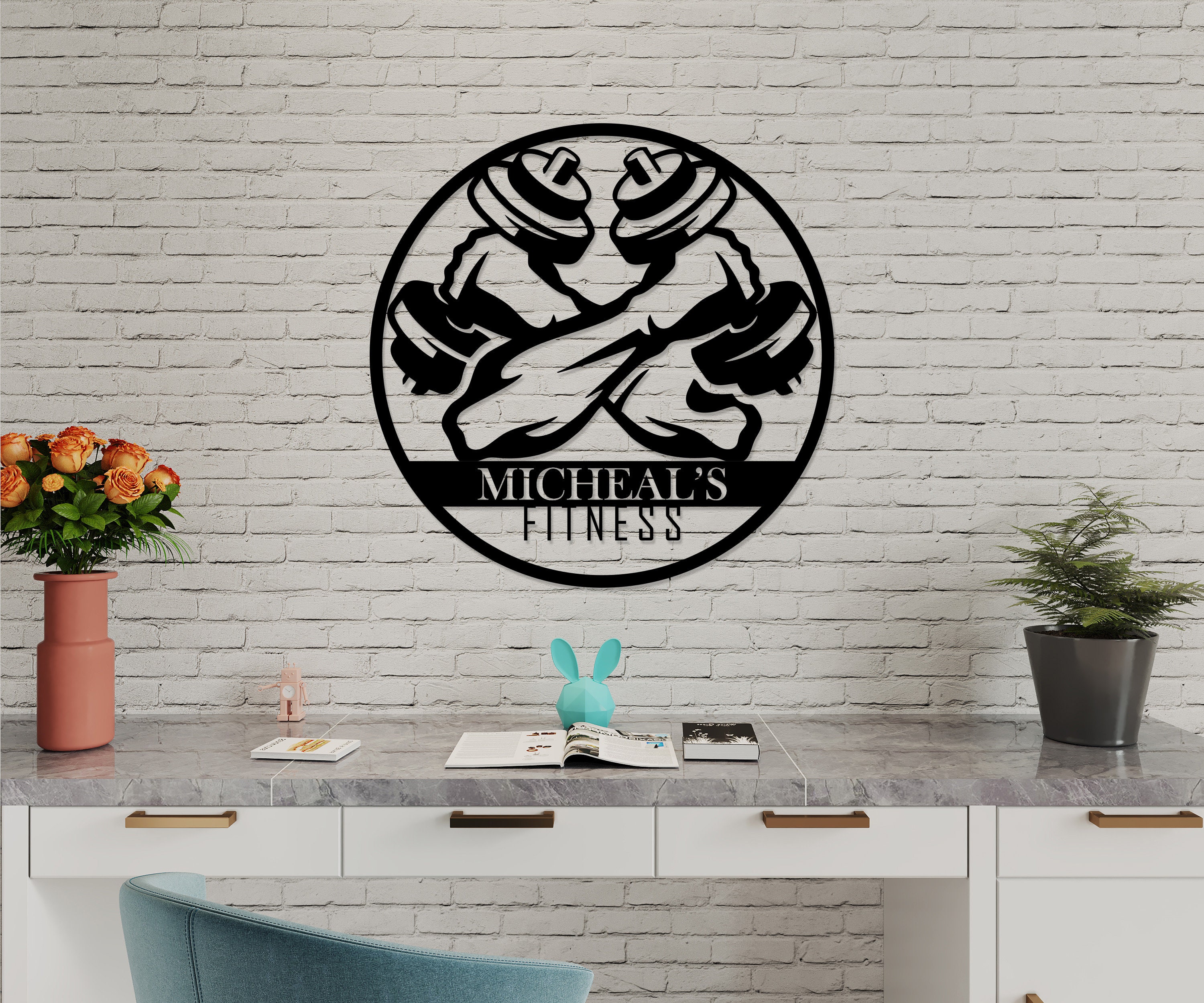 Home Gym Sign, Gym Weights Metal Sign, Personalized Home Gym Signs for ...