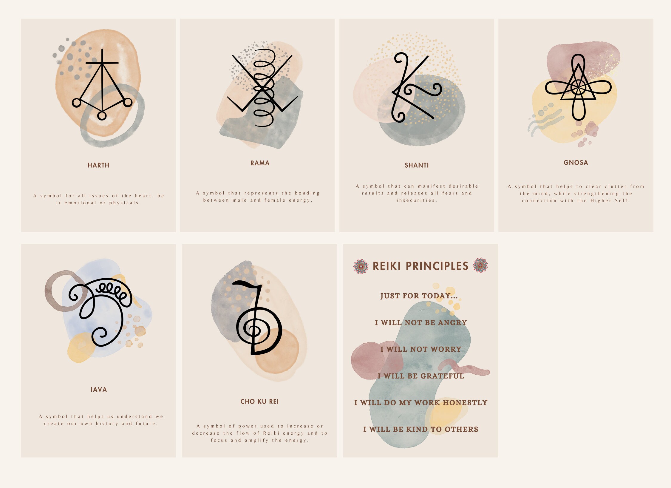 14 Reiki Symbol Poster, Digital Download, Printable Reiki Healing Art ...