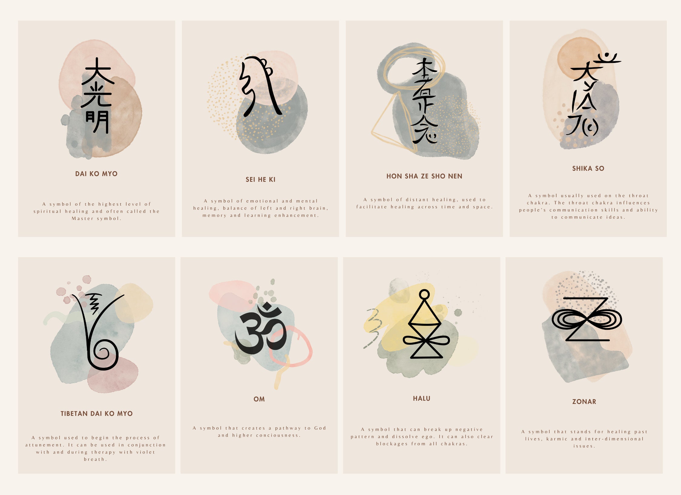14 Reiki Symbol Poster, Digital Download, Printable Reiki Healing Art ...