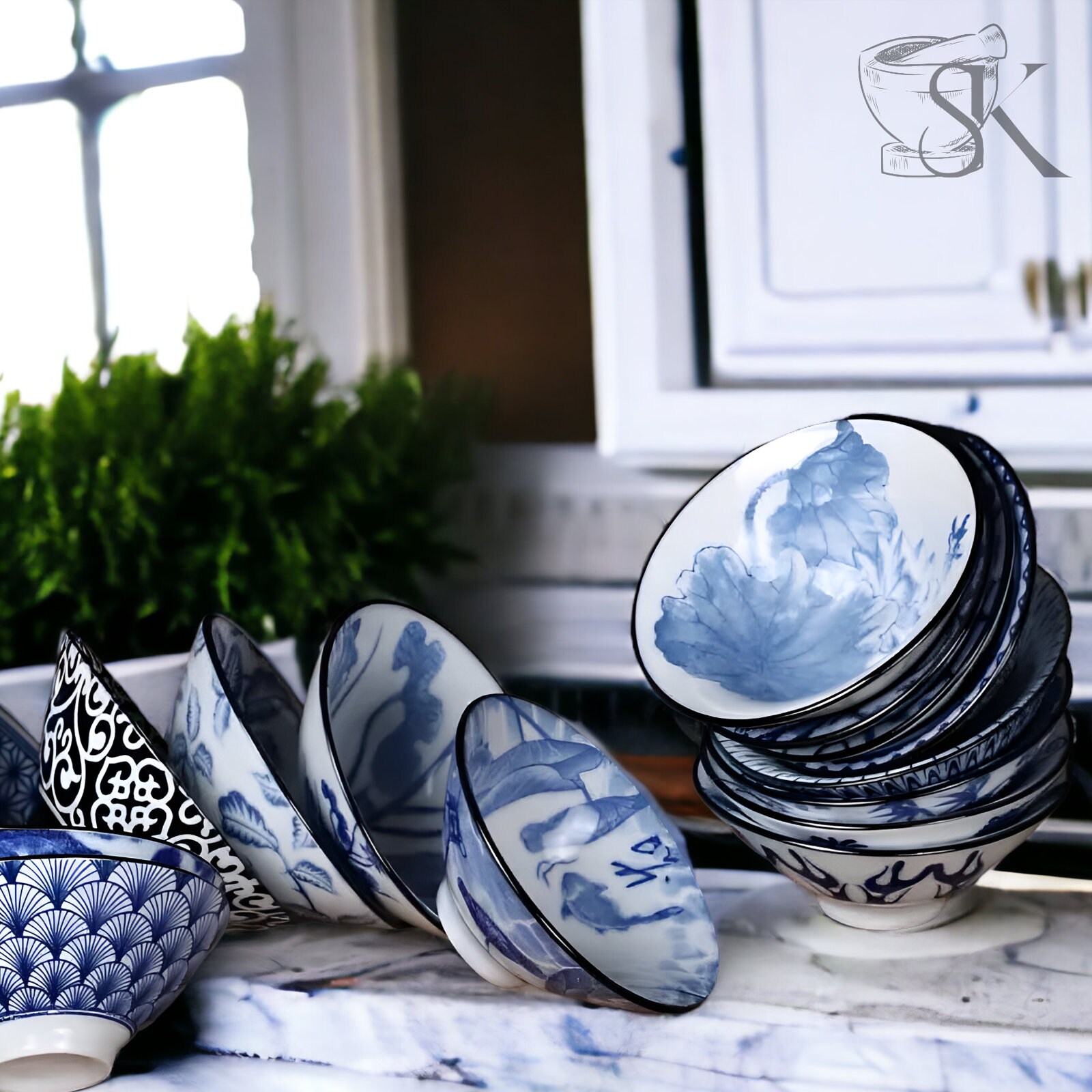 Antique Handcrafted Tea Dish Blue and White Floral Tea Cups Vintage ...