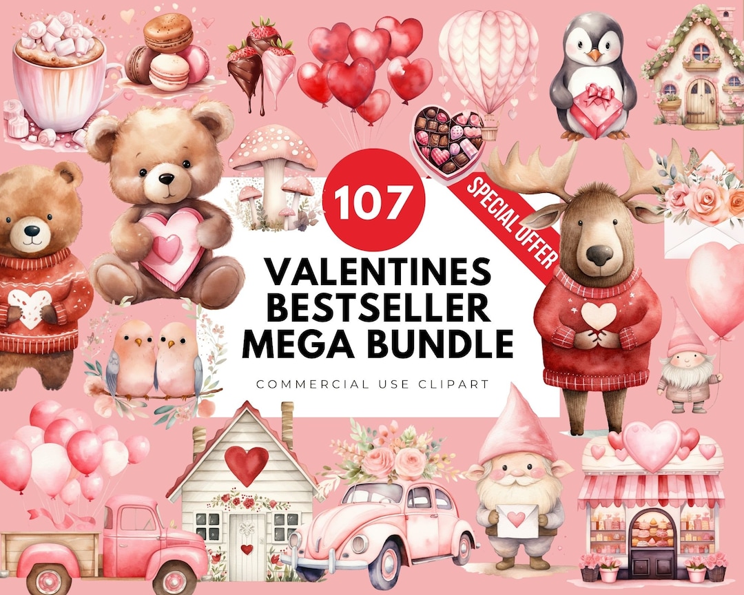 Valentine's Day Clipart Bundle, Valentine Day Clipart, Clipart Png ...