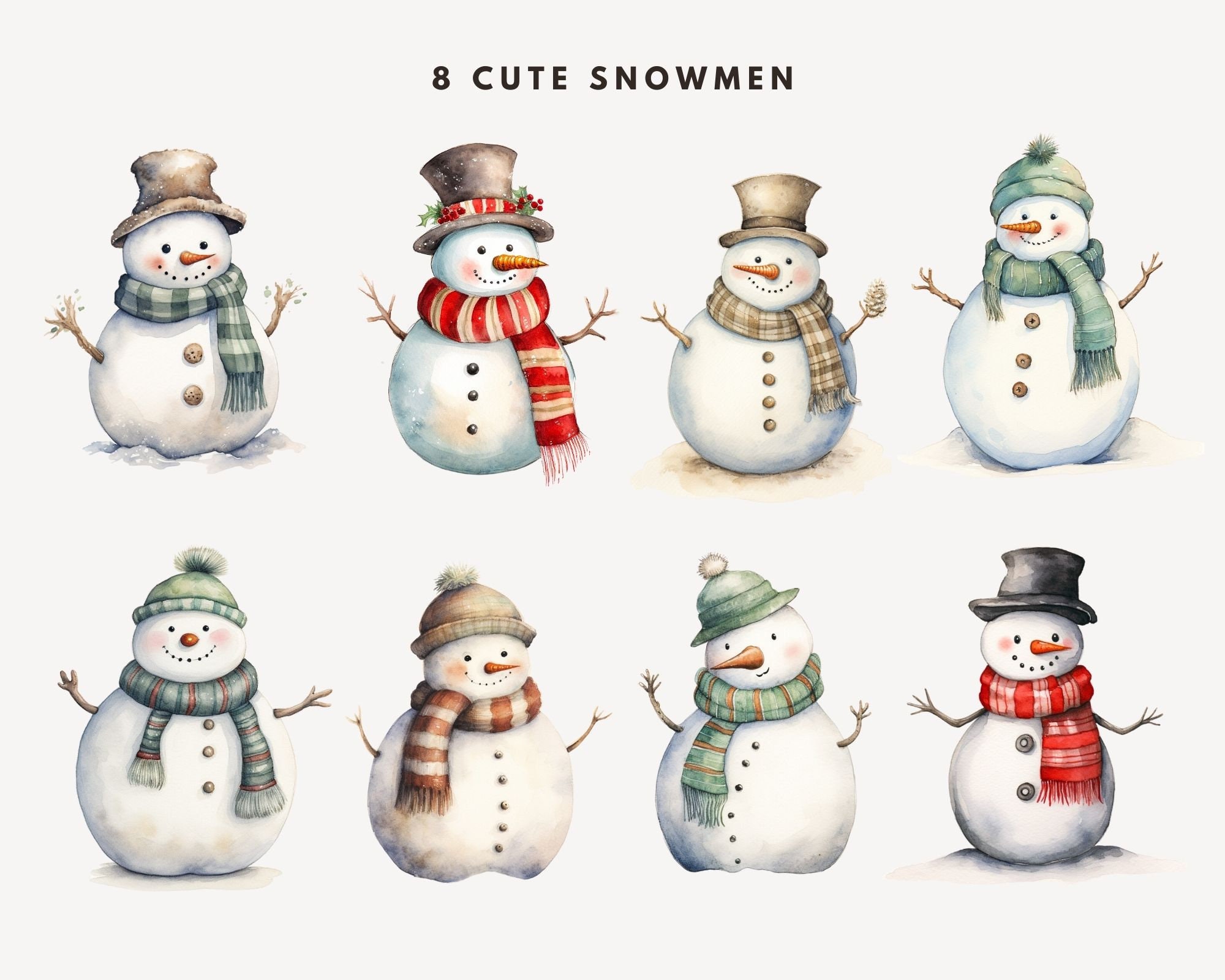 Watercolor Snowman Clipart (digital Download) - Etsy