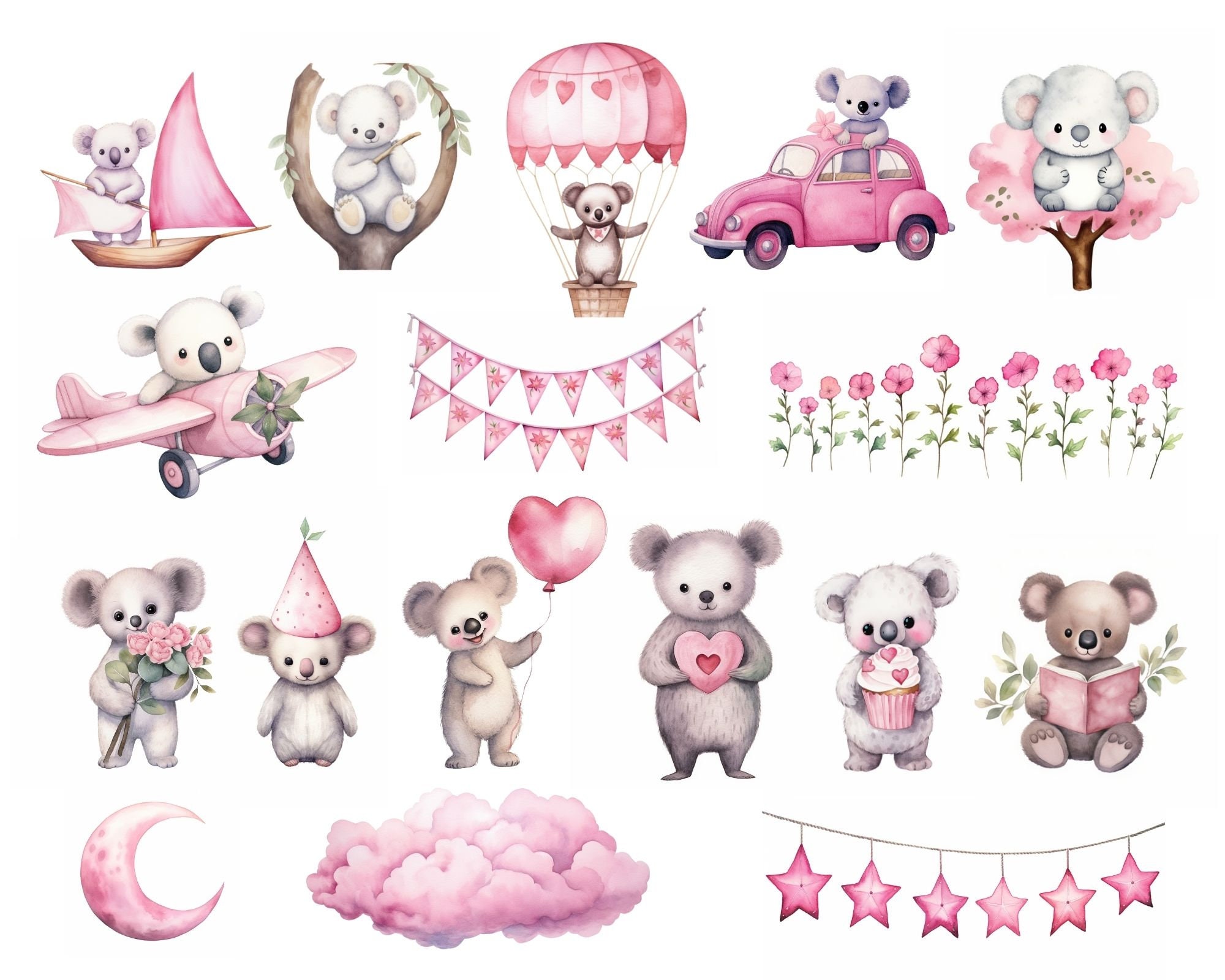 Cute Baby Koala Clipart, Hello Baby Girl, Koala Birthday, Cute Koala ...
