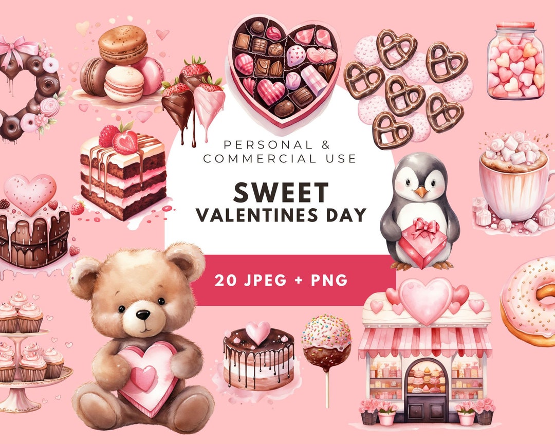 Watercolor Valentines Day Clipart, Love Clipart, Commercial Use ...