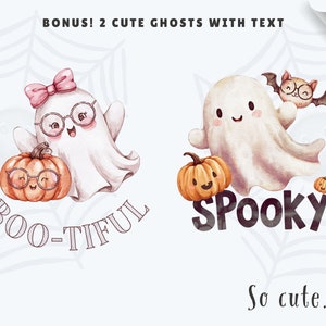 Watercolor Halloween Clipart, Cute Ghost Clipart, Pastel Spooky Clip ...