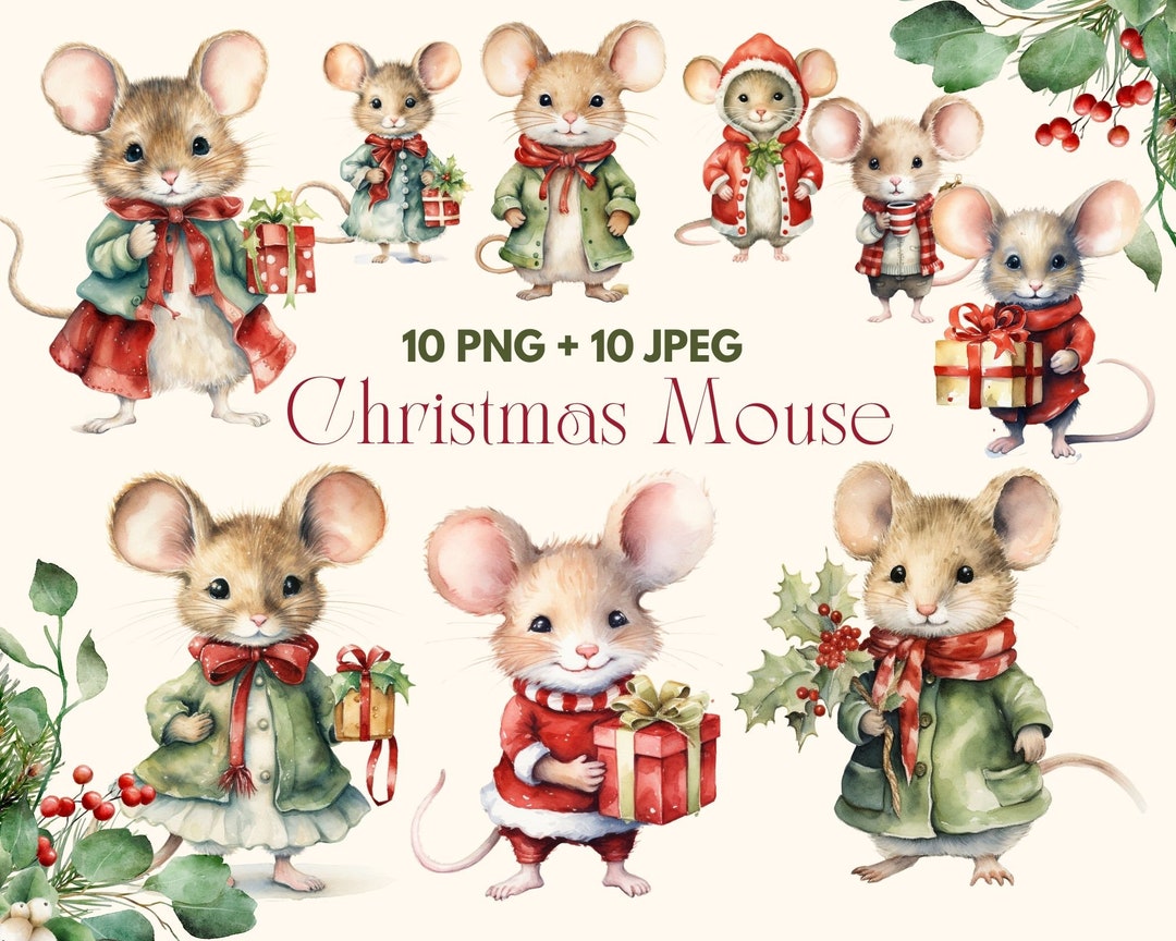 Christmas Mouse Clipart: (digital Download) - Etsy