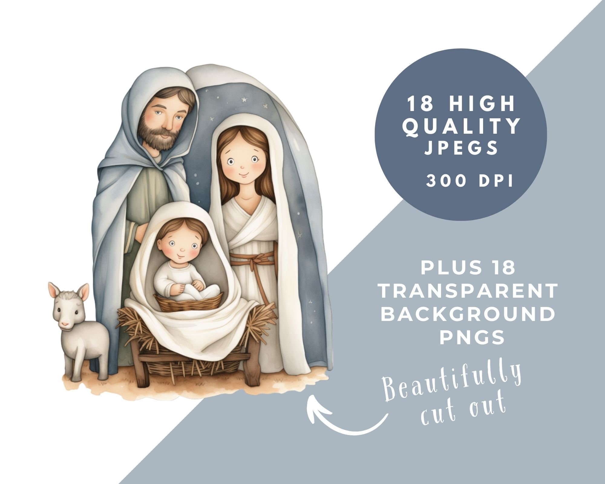 Christmas Cute Nativity Clipart, Baby Jesus Clipart, Digital Downloads ...