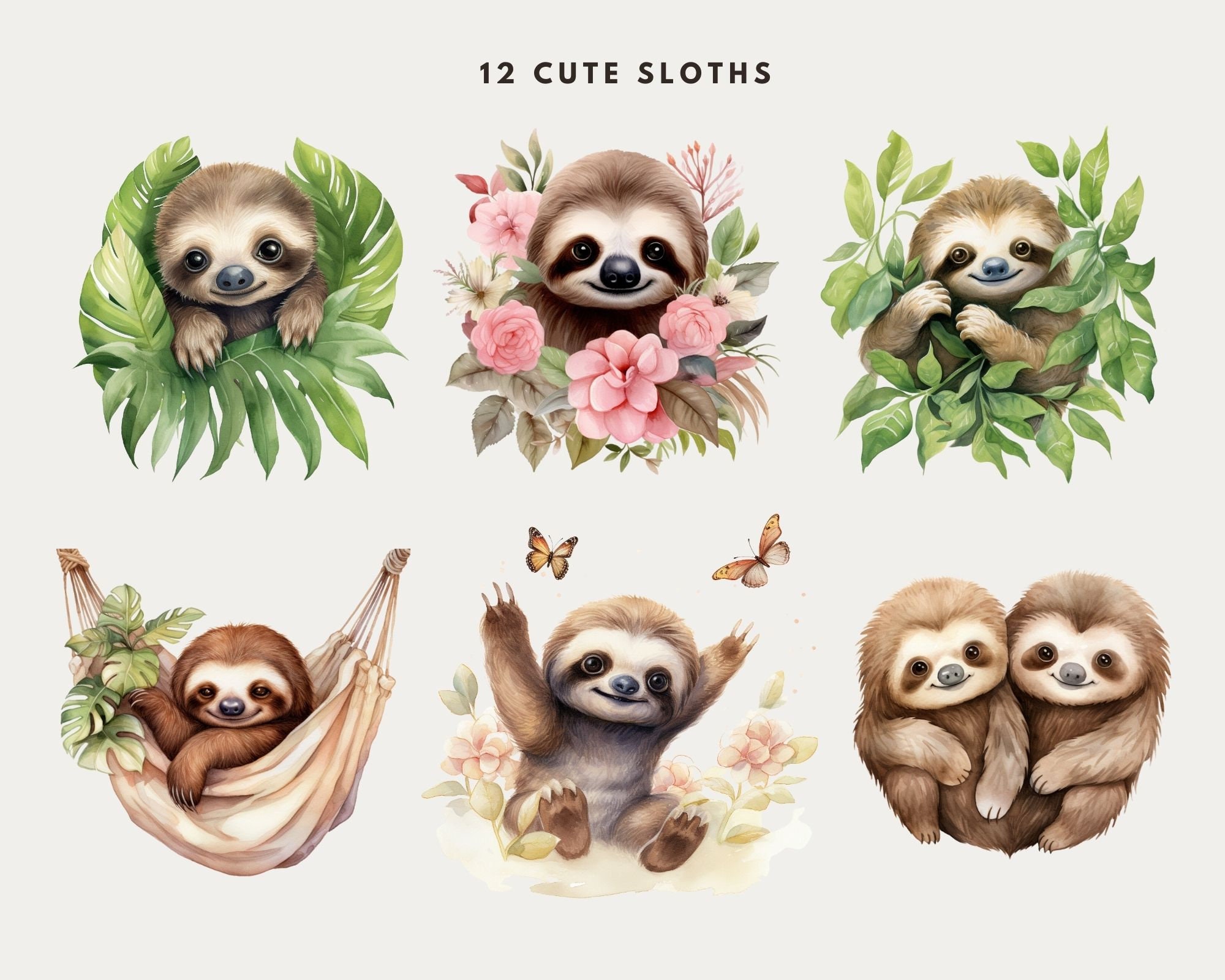 Cute Sloth Png, Commercial Use, Sloth Baby Shower, Digital Download ...