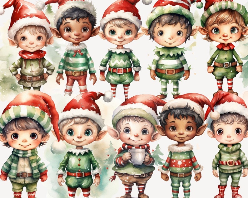 Elf Clipart, Christmas Elves Png, Digital Download, Elves Clipart, Png ...