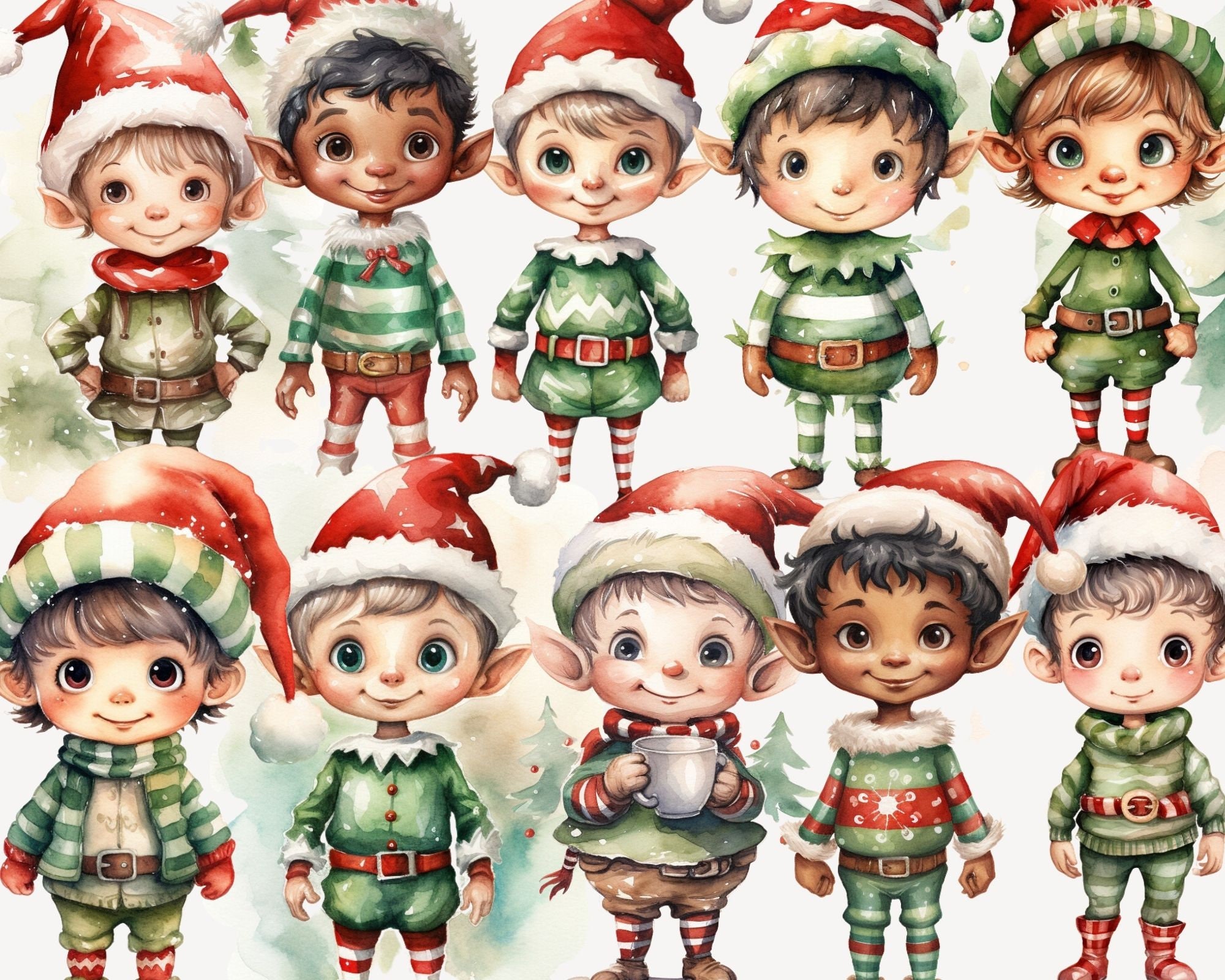 Elf Clipart, Christmas Elves Png, Digital Download, Elves Clipart, Png ...