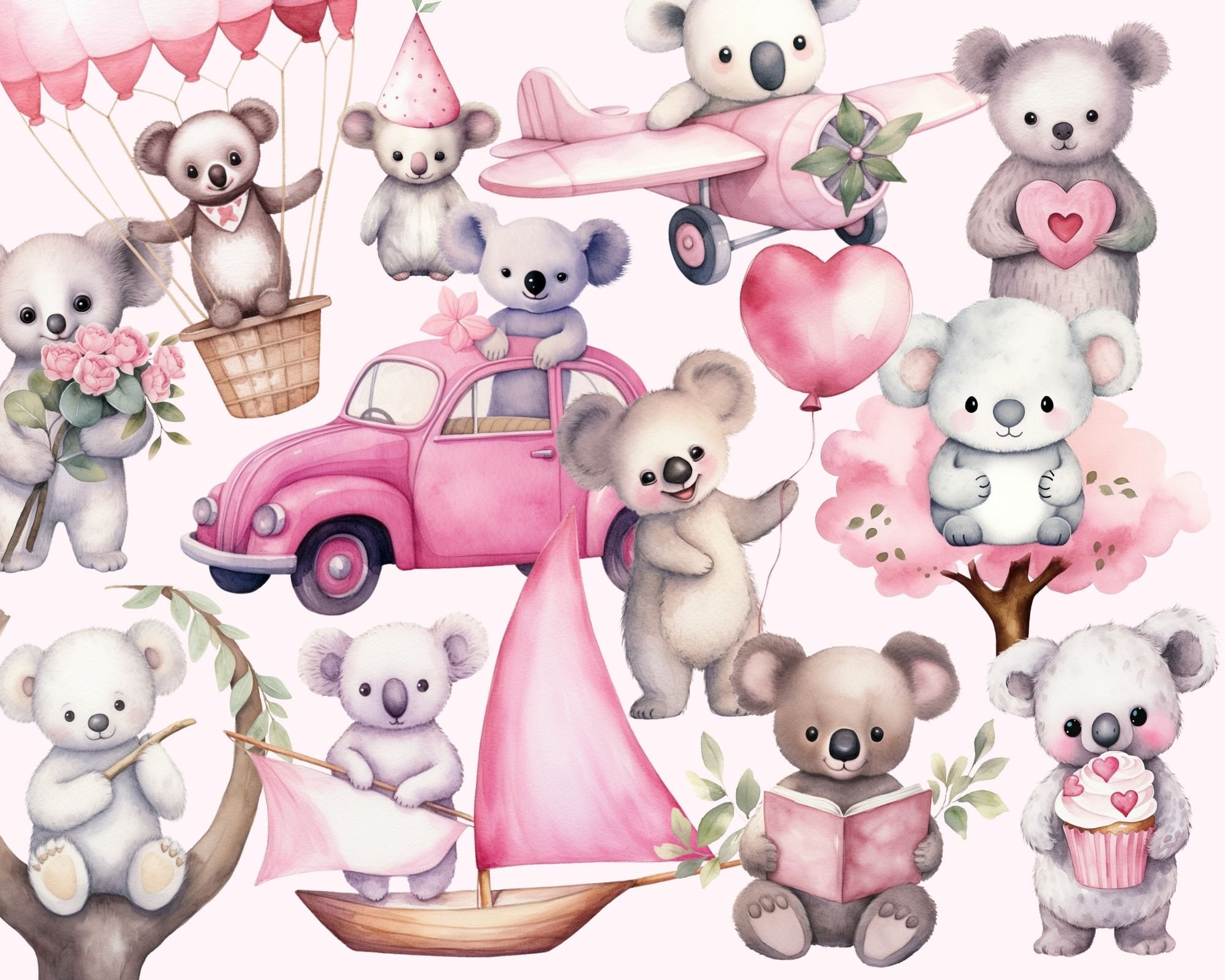 Cute Baby Koala Clipart, Hello Baby Girl, Koala Birthday, Cute Koala ...
