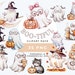 Watercolor Halloween Clipart, Fall Png, Watercolor Cute Ghost Clipart ...