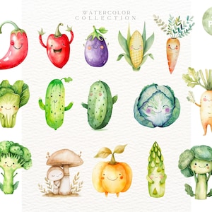 Cute Vegetable Clipart, Digital Download, Watercolor Vegetable, Garden ...