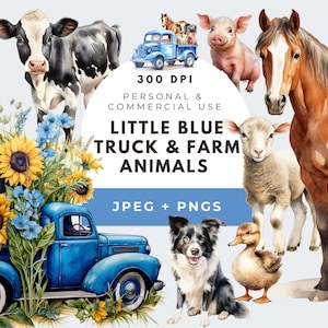 Little Blue Truck Clipart: Farm Animals PNG, JPEG (digital Download) - Etsy