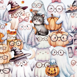 Watercolor Halloween Clipart, Cute Ghost Clipart, Pastel Spooky Clip ...