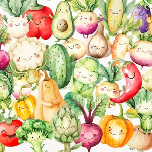 Cute Vegetable Clipart, Digital Download, Watercolor Vegetable, Garden ...