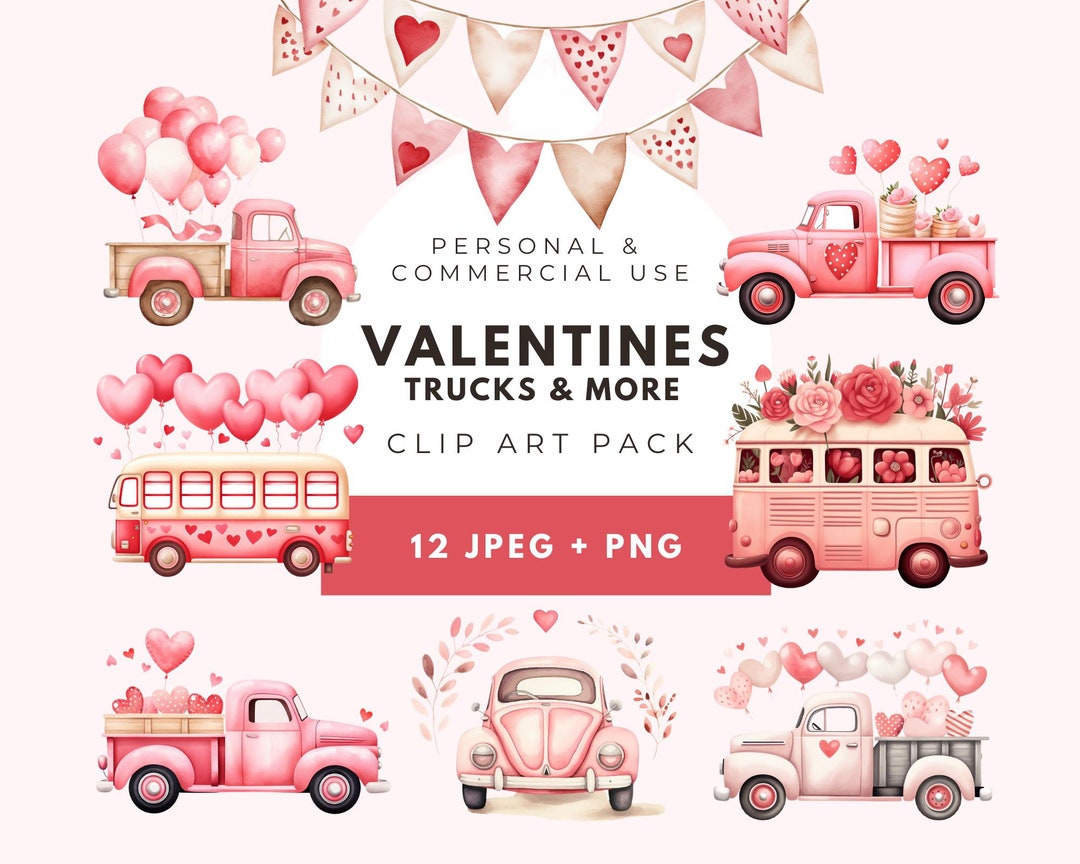 Valentines Truck Clipart, Valentines Day Truck Png, Vintage Truck Png ...