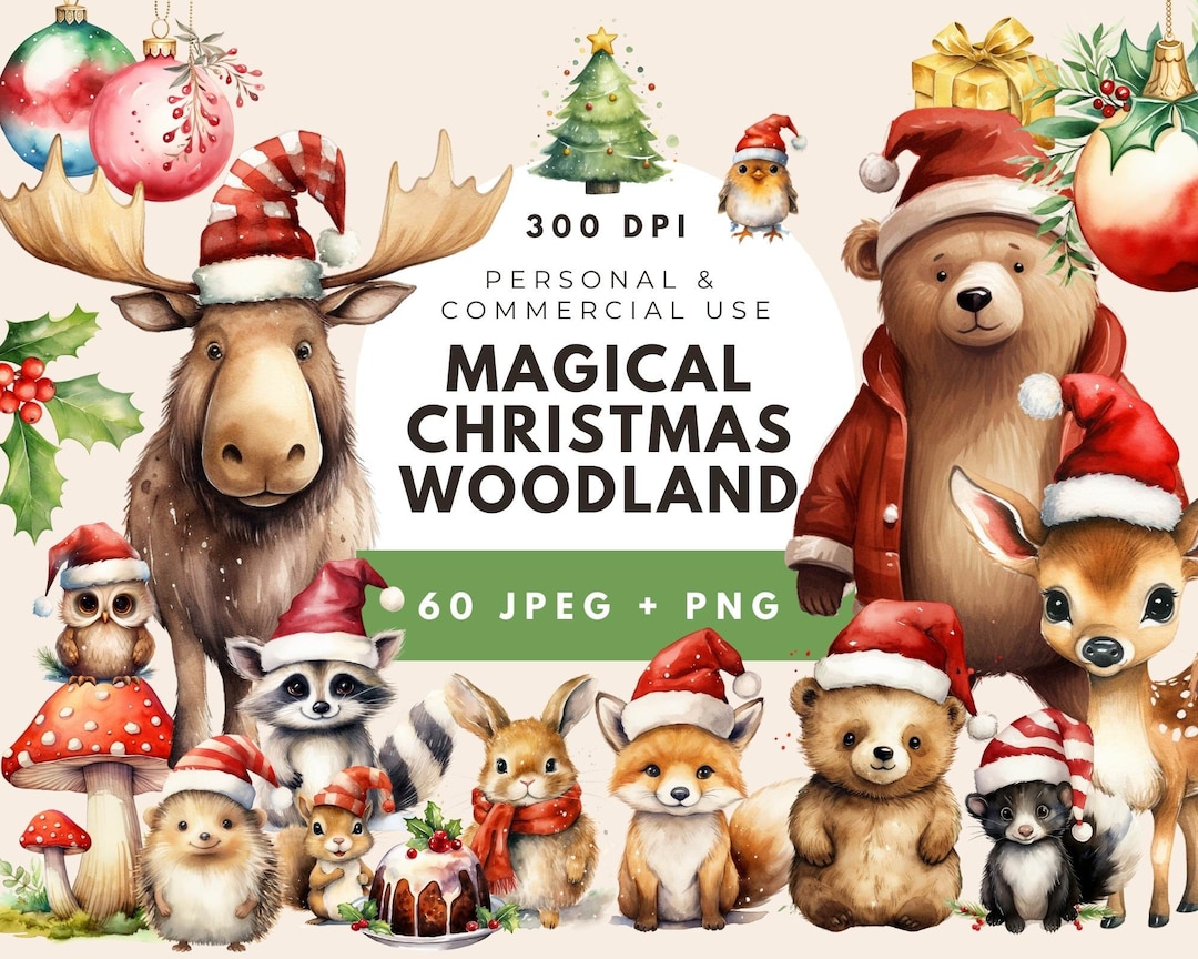 Woodland Christmas, Woodland Animals, Commercial Use for Christmas ...