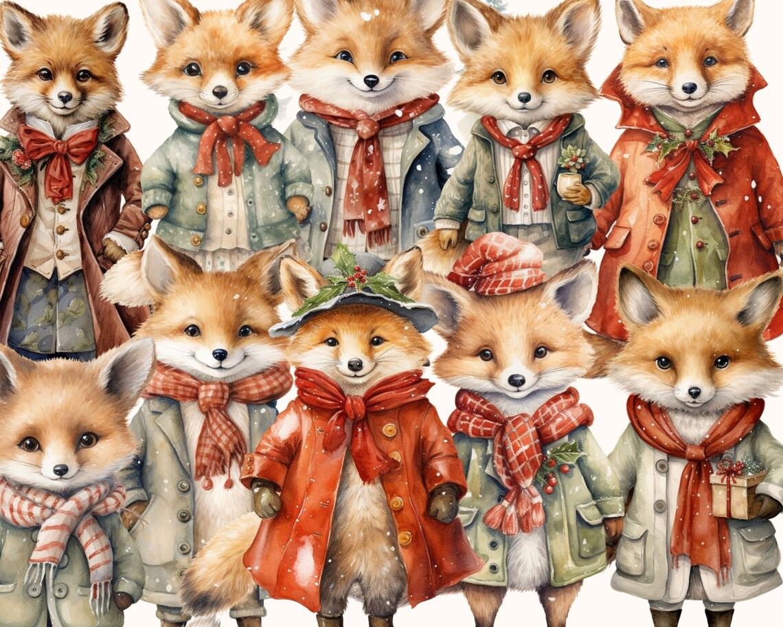 Fox Clipart, High Quality Jpgs, Fox Png, Christmas Clipart, Watercolor ...
