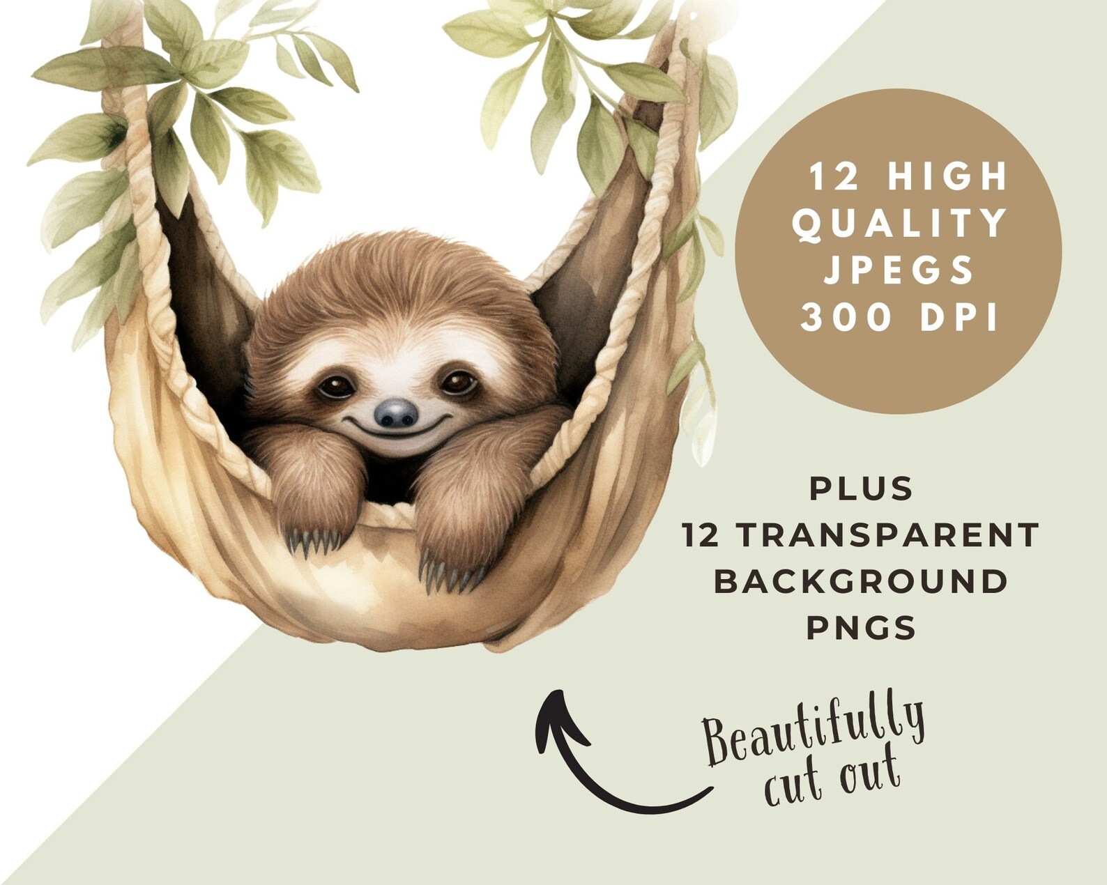 Cute Sloth Png, Commercial Use, Sloth Baby Shower, Digital Download ...