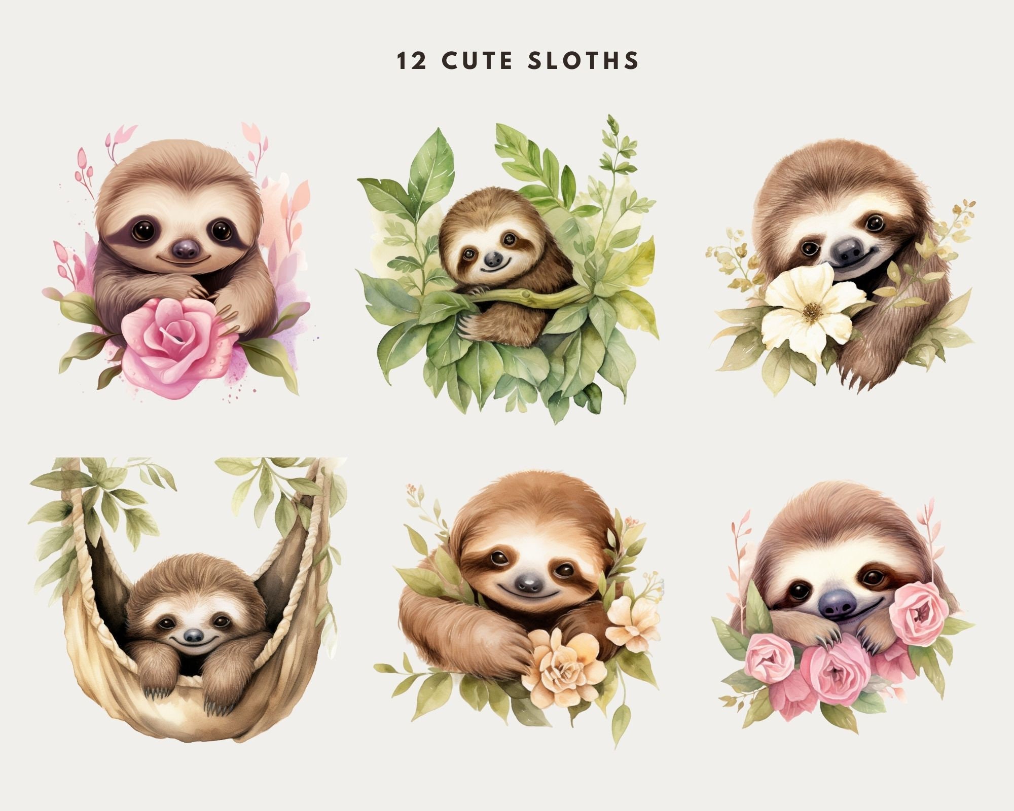 Cute Sloth Png, Commercial Use, Sloth Baby Shower, Digital Download ...