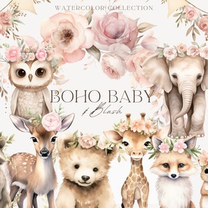 Boho Baby Animal Clipart: Watercolor Woodland Set (digital Download) - Etsy