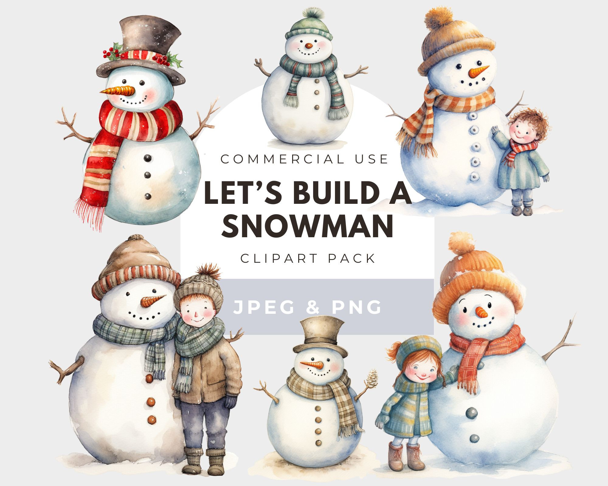 Watercolor Snowman Clipart (digital Download) - Etsy