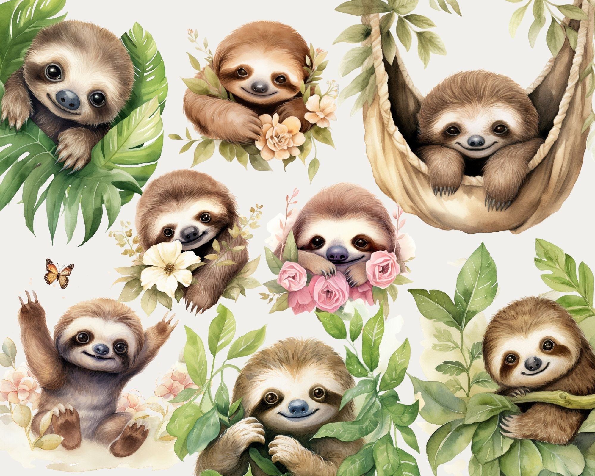 Cute Sloth Png, Commercial Use, Sloth Baby Shower, Digital Download ...
