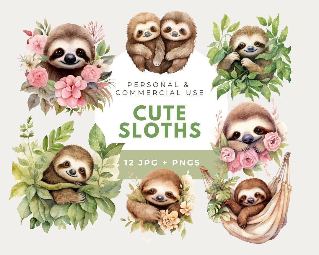 Cute Sloth Png, Commercial Use, Sloth Baby Shower, Digital Download ...
