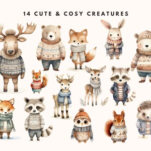 Forest Animals, Woodland Animal Clipart, Winter Clipart, Digital ...