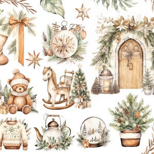 Cozy Christmas Clipart, Commercial Use, Boho Christmas, Seasonal ...
