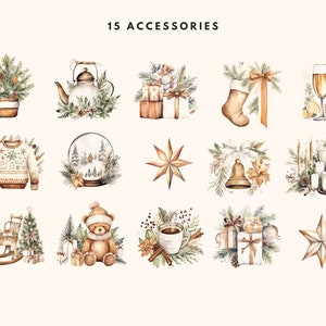 Cozy Christmas Clipart, Commercial Use, Boho Christmas, Seasonal ...