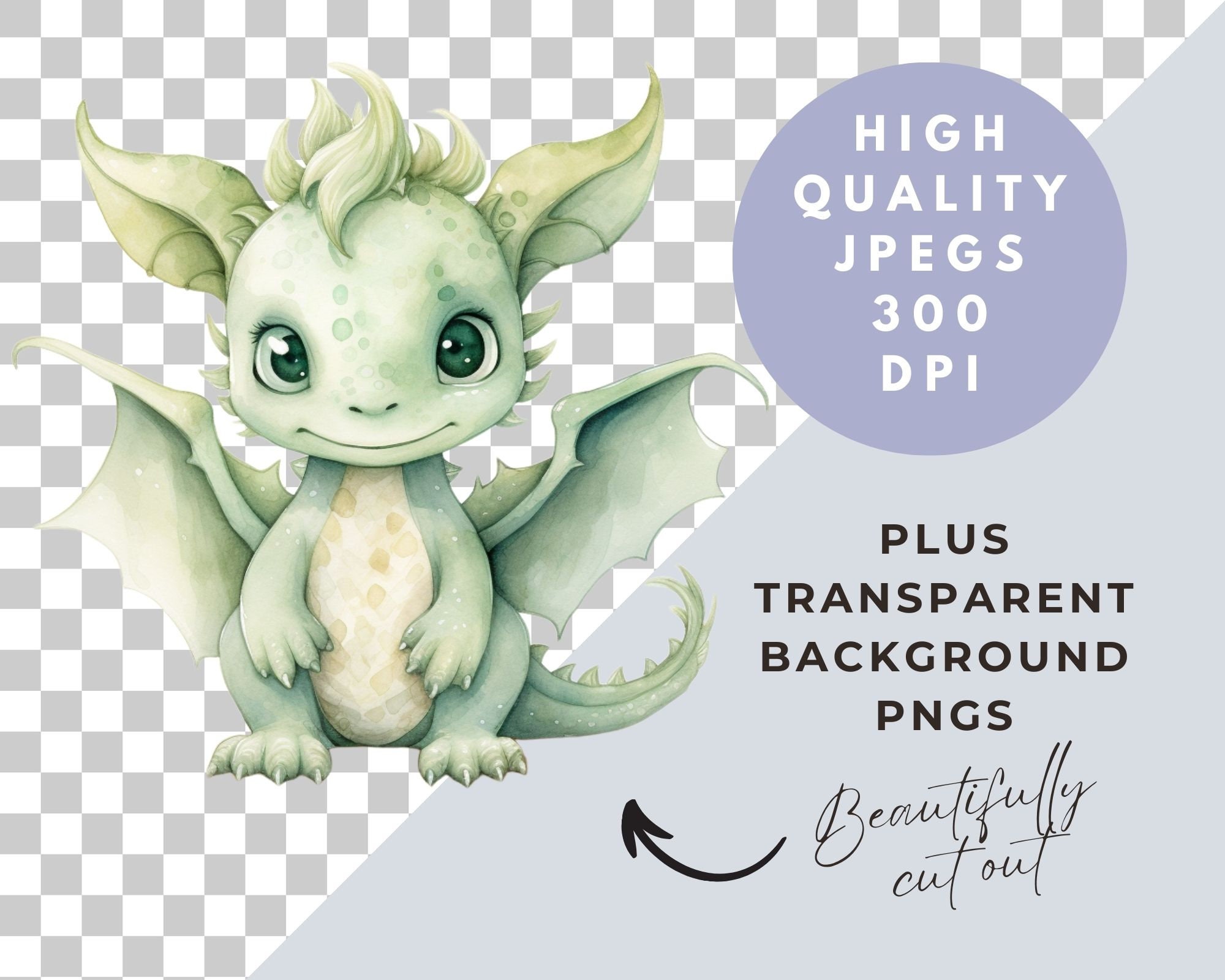 Dragons Watercolor Clipart Nursery Wall Art Cute Dragon Png - Etsy