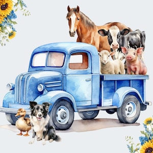 Little Blue Truck Clipart: Farm Animals PNG, JPEG (digital Download) - Etsy