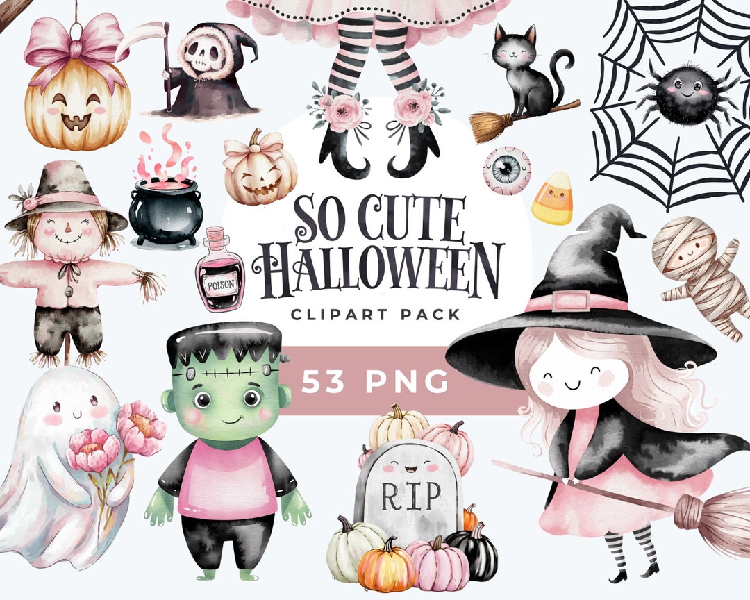 Halloween Clipart, Watercolor Ghost, Pumpkin, Spooky PNG (commercial ...