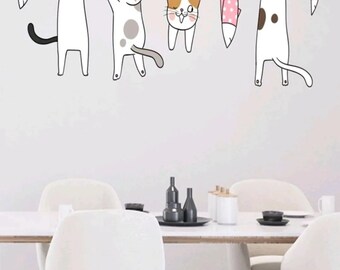 Cat Wall Decals /modern Nursery and Kids Room Décor/girl Room/cat Wall ...