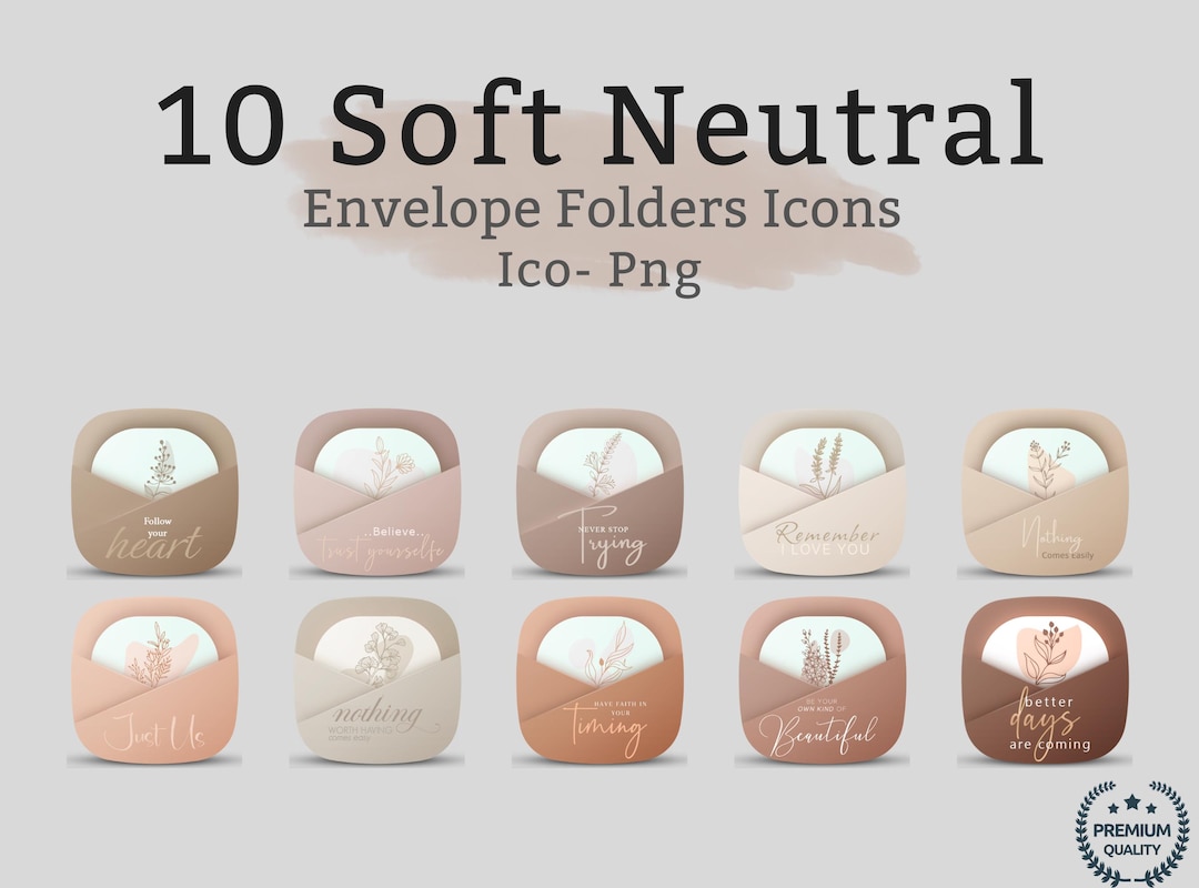 Neutral Beige Envelope Folder Icons, Minimalist Desktop Icon Pack for ...