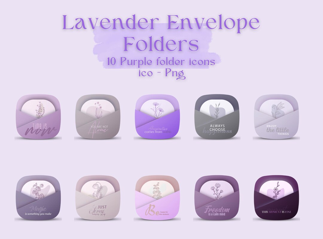 Lavender Desktop Folder Icons Pack for Mac & Windows Minimal Set ...